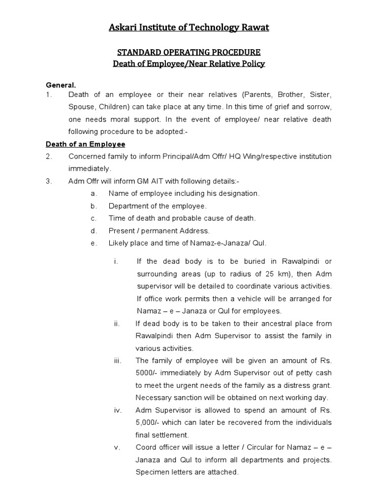 Death of Employee | PDF