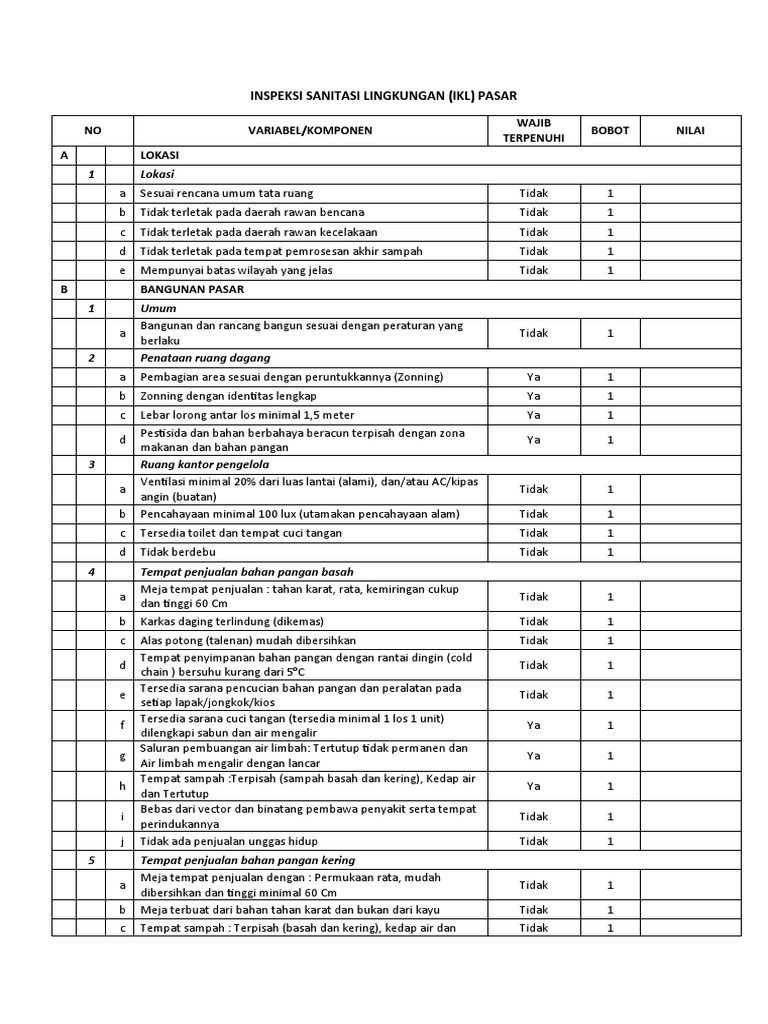 Formulir Ikl Ttu Pasar | PDF