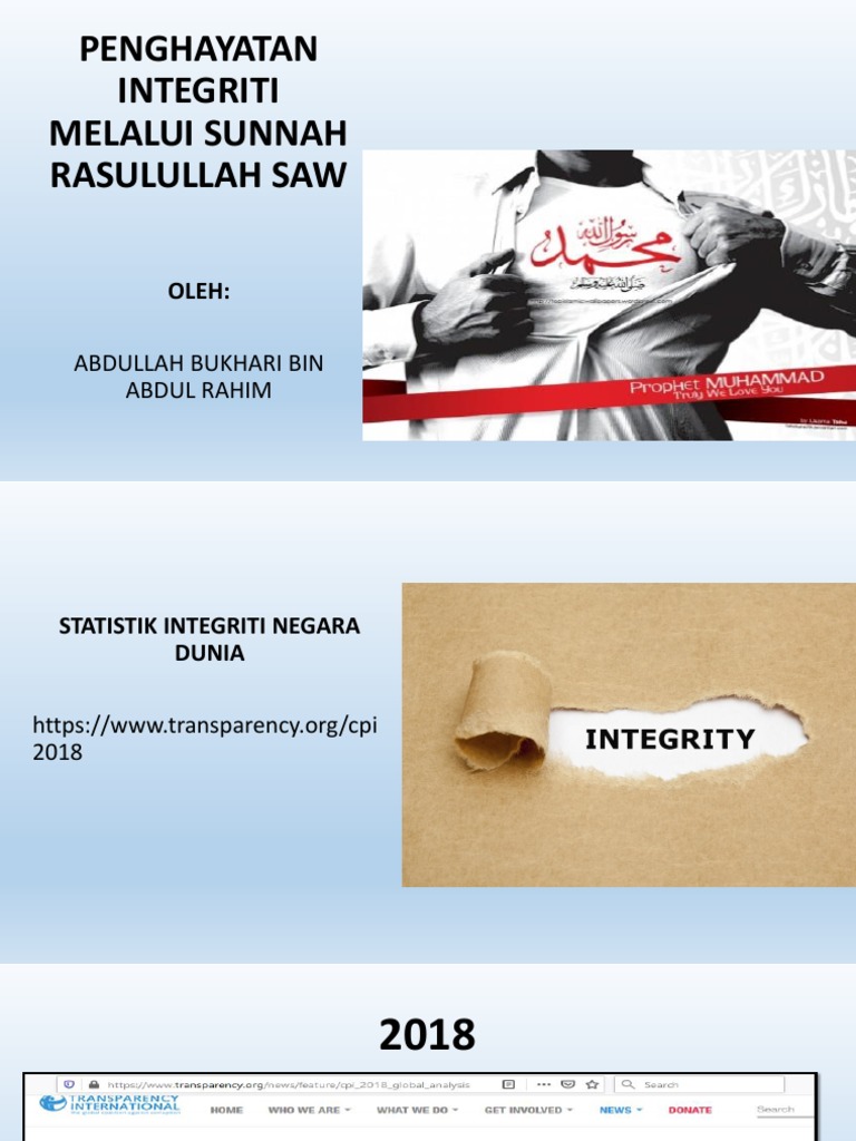 Penghayatan Integriti Melalui Sunnah Rasulullah | PDF