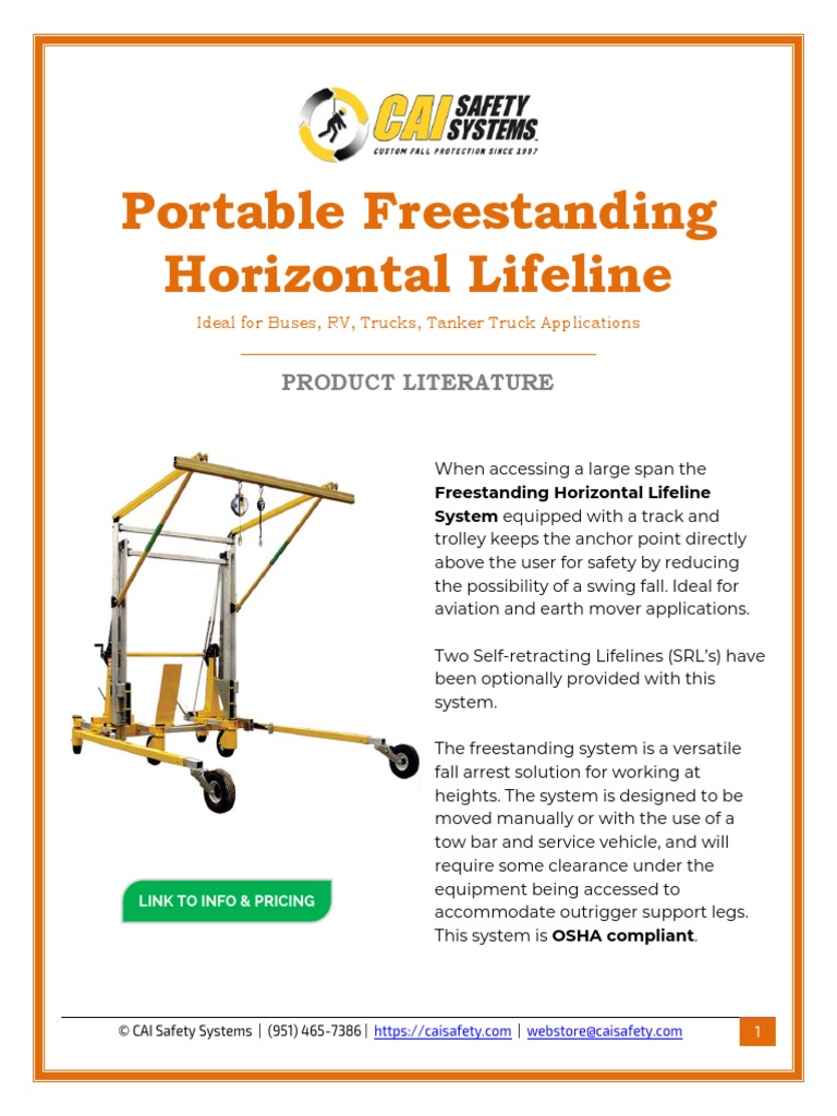 Portable Freestanding Horizontal Lifeline System - Product Sheet ...