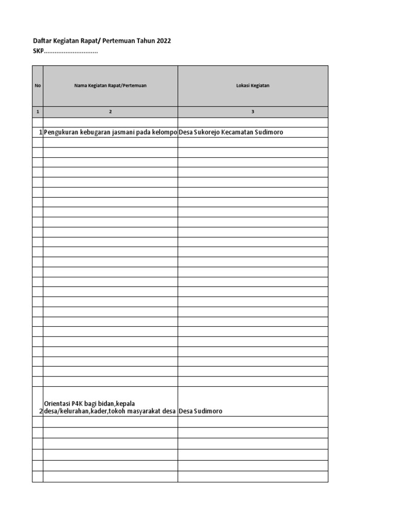Form Rekap Rapat - 2022 | PDF