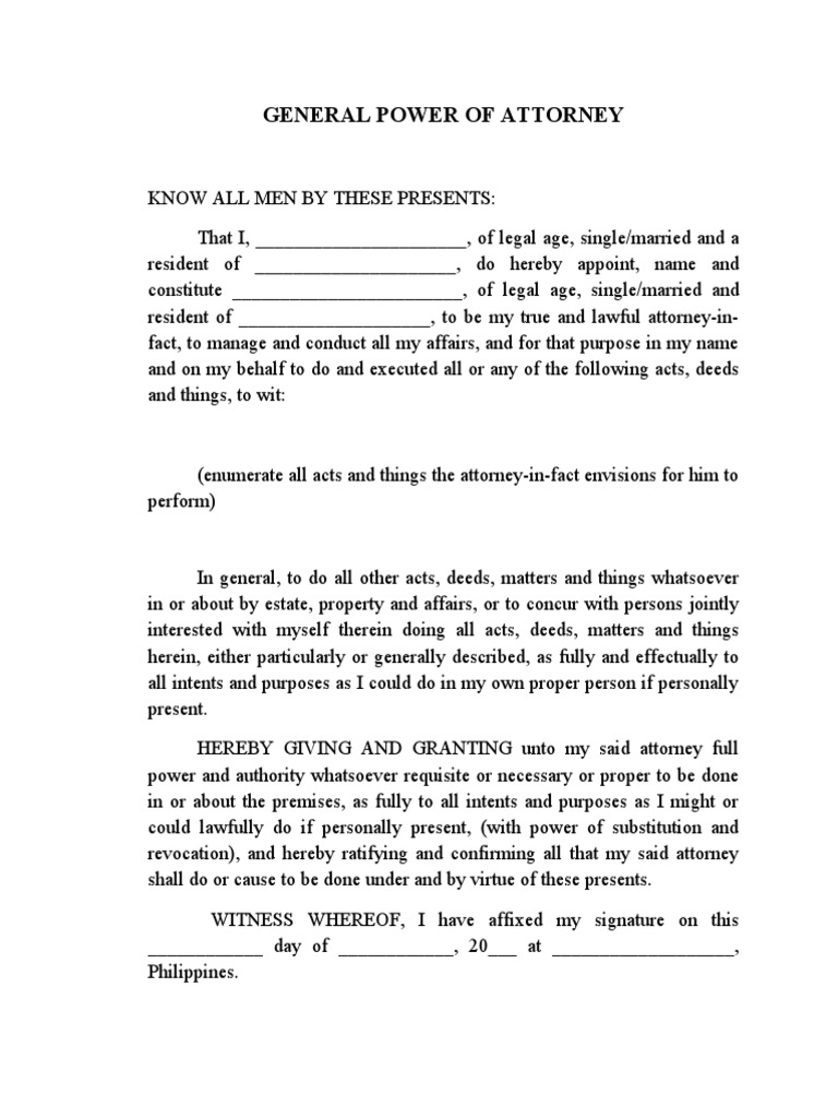 General Power of Attorney Document | PDF