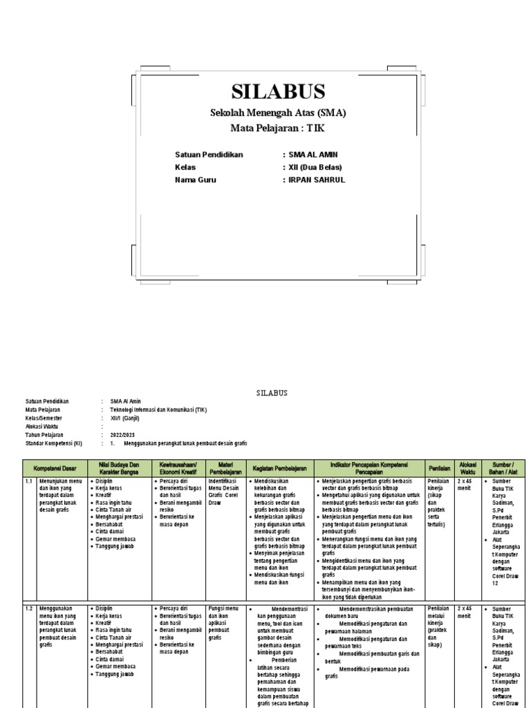 Silabus Kelas Xii K13 | PDF | Komputer