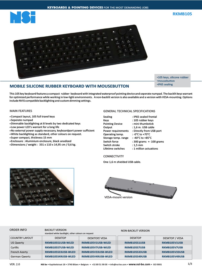 Rkmb105 Mobile Silicone Rubber Keyboard | Download Free PDF | Computer Keyboard | Personal Computers