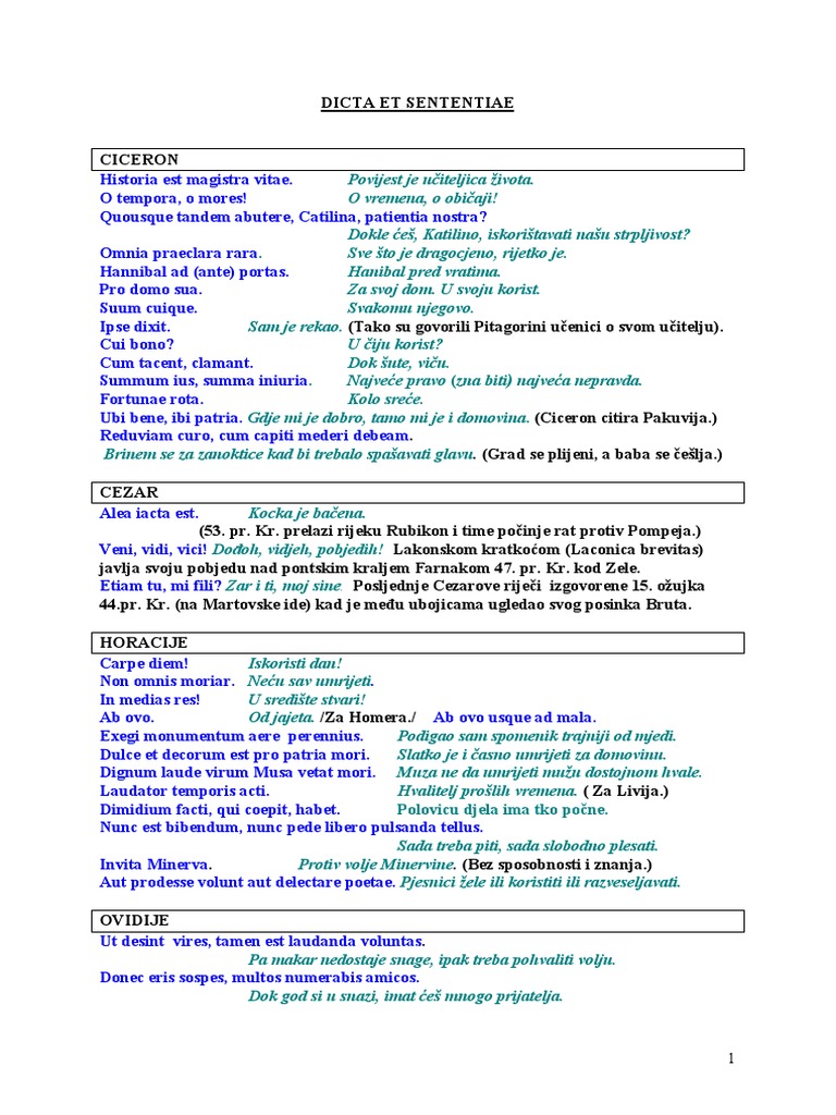 Latinski Sentencije | PDF