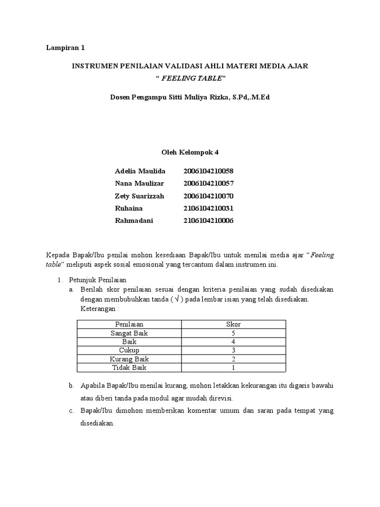 Instrumen Validasi Media | PDF