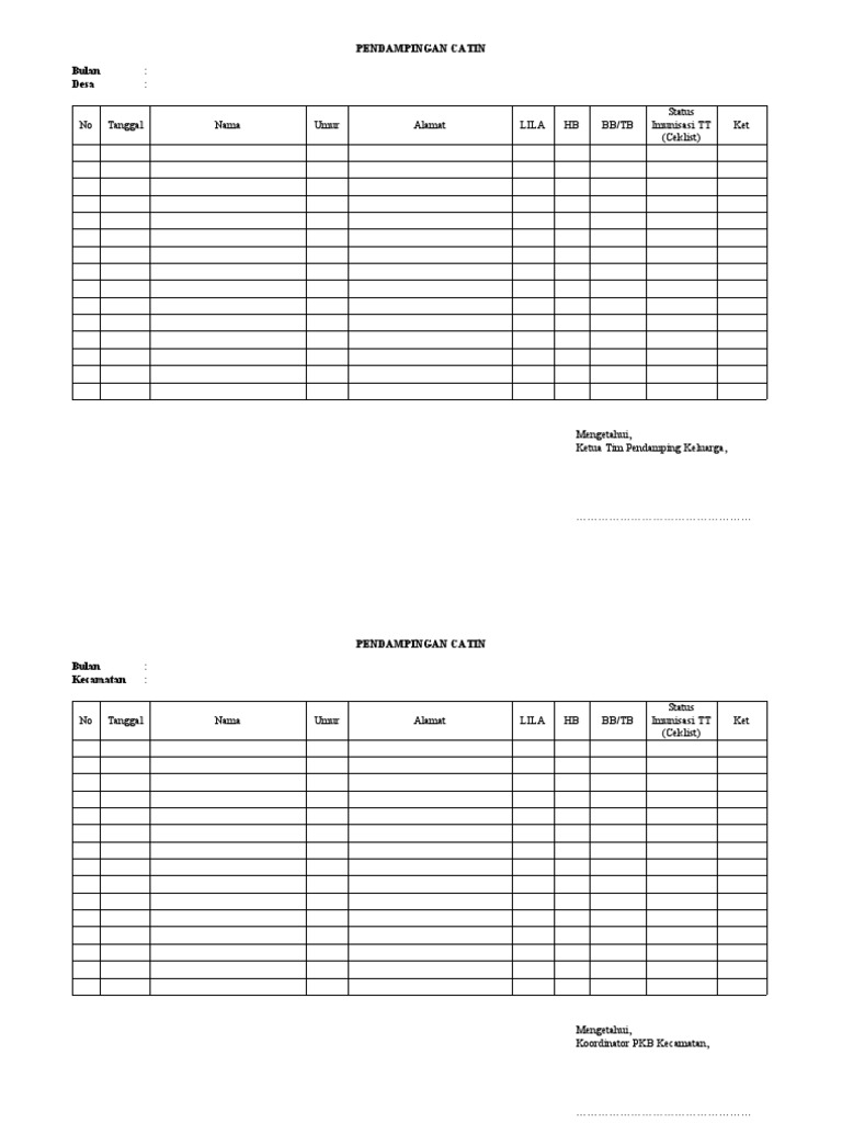 Format Rekap Pendampingan TPK | PDF