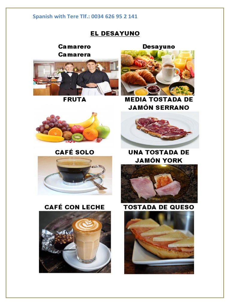 El Desayuno (Breakfast) | PDF | Alimentos | Cocina