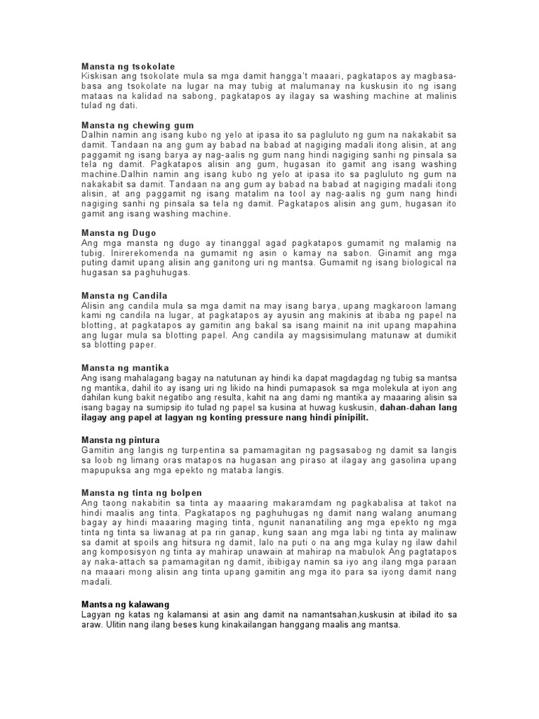 Mga Mantsa | PDF