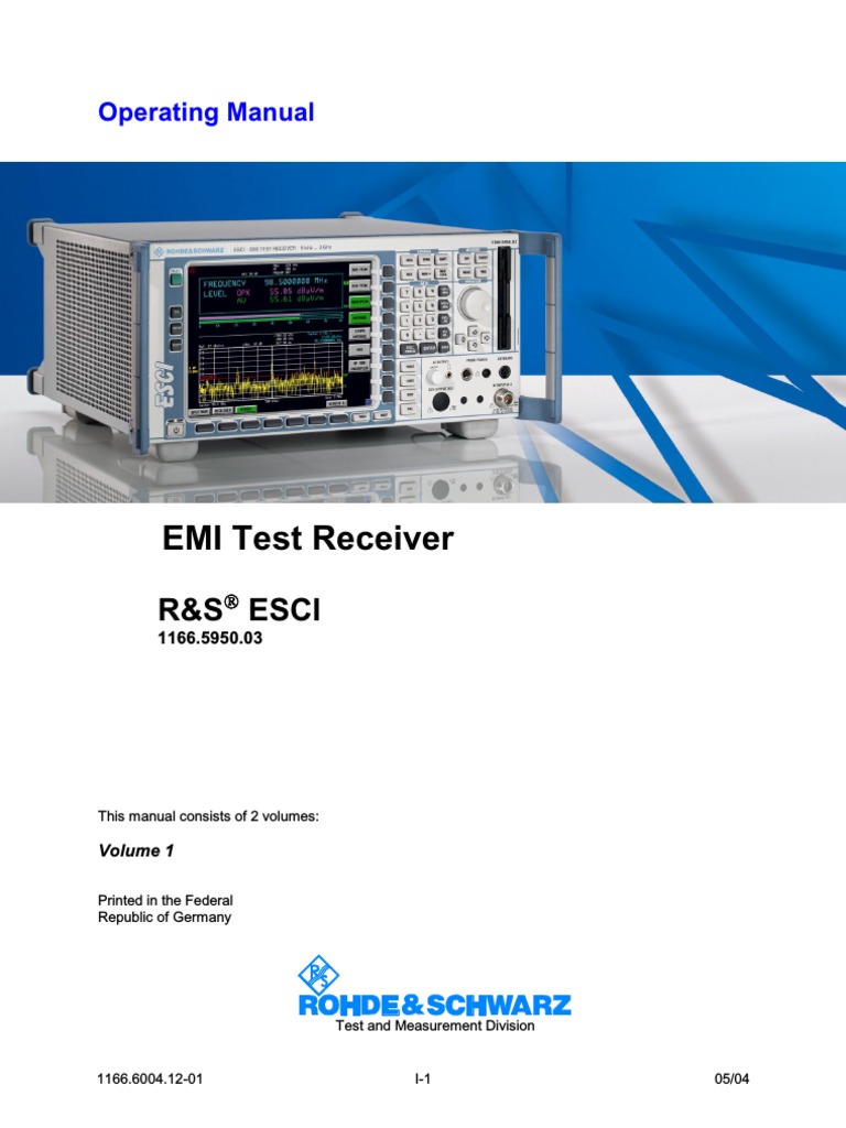 Contents of Manuals For EMI Test Receiver R&Amp S ESCI | PDF ...