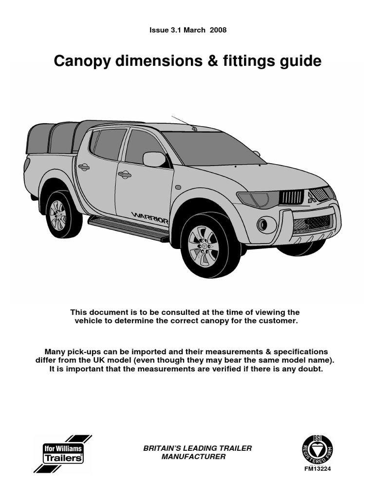 Canopy Dimensions and Fitting Guide | PDF | Vehicle Technology ...