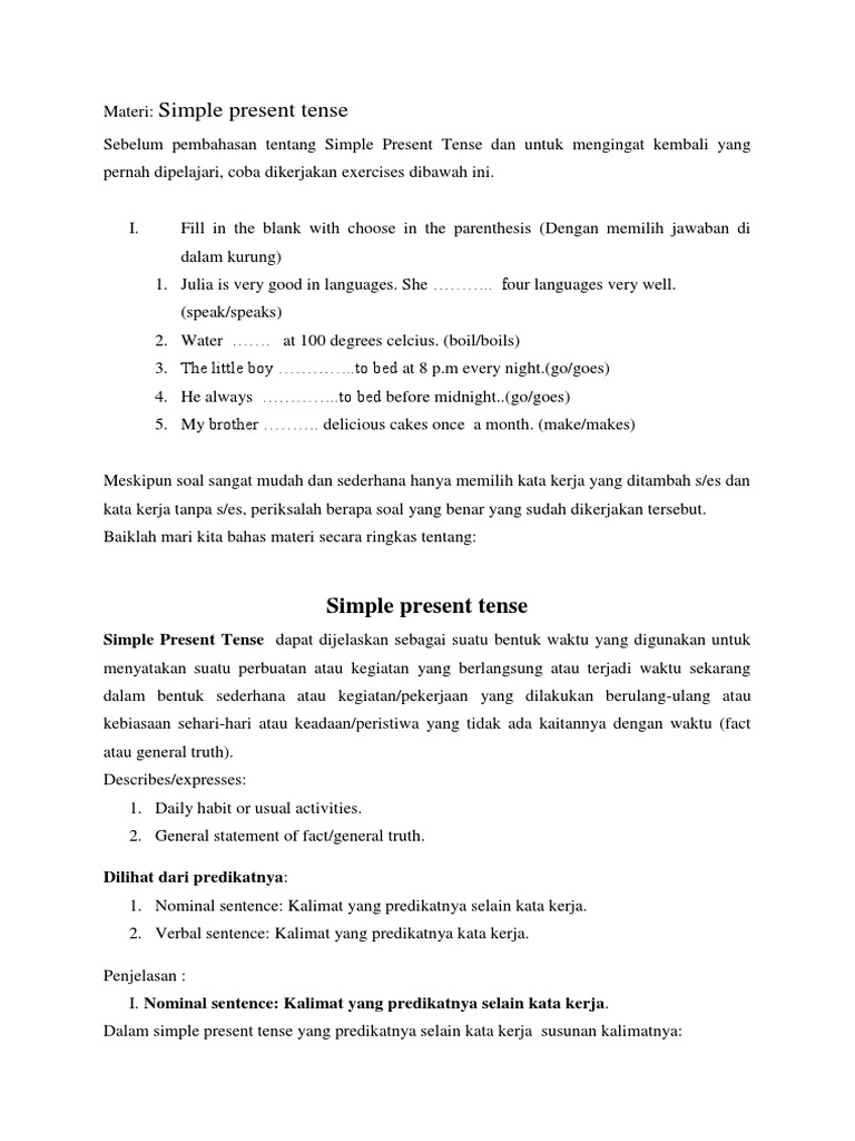 Materi Simple Present Tense | PDF