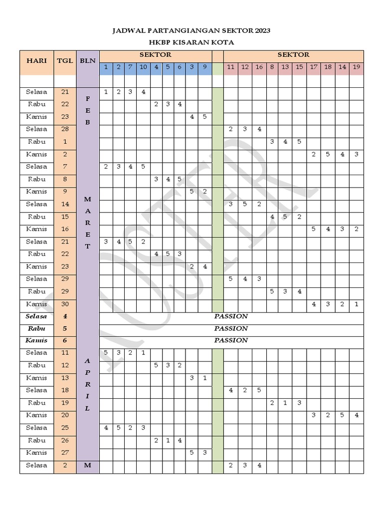 2023 Jadwal Partangiangan | PDF | Kapal Perang | Kapal