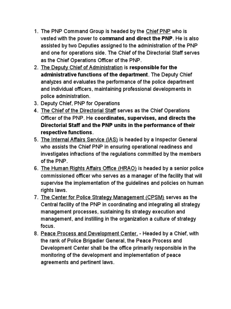 PNP Command Structure | PDF | Police | Inspector