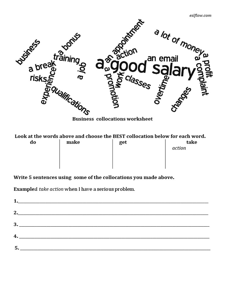 Business Collocations Worksheet | PDF | Salary | Labor