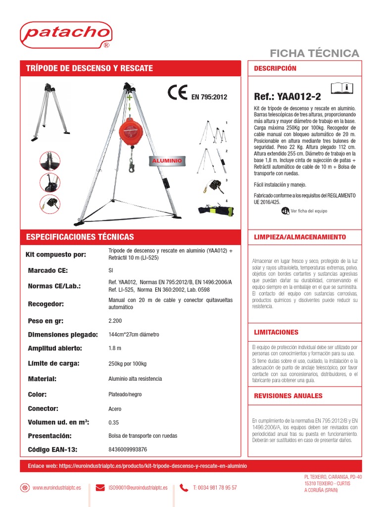 Tripode 1 - Ficha-Tecnica-Yaa012-2-2021-09-10 | PDF | Aluminio | Materiales