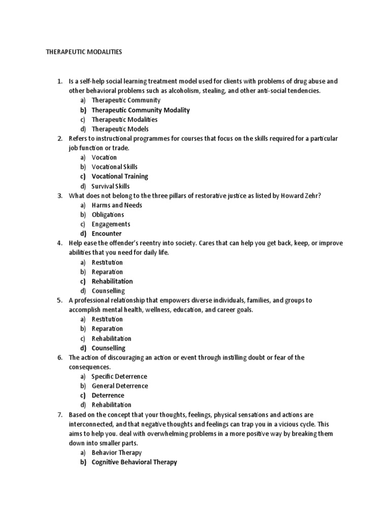 Therapeutic Modalities Q&A | PDF | Rehabilitation (Penology ...