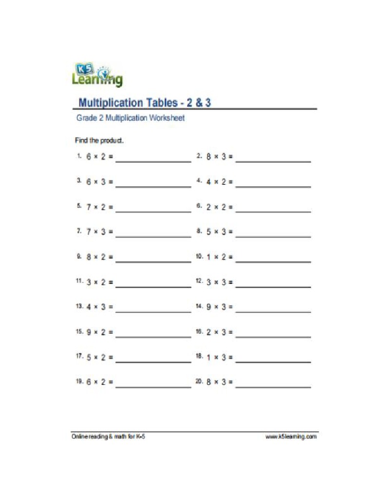 Grade 2 Mathematics Work Sheet | PDF