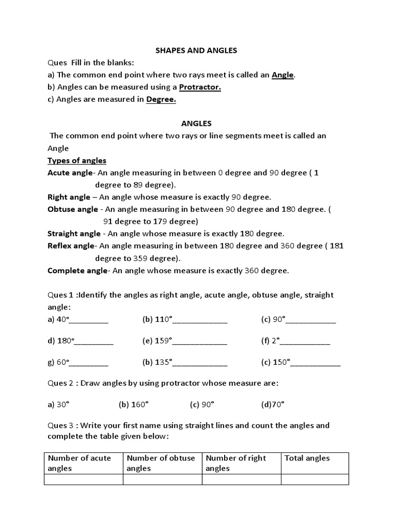 Shapes and Angles | PDF
