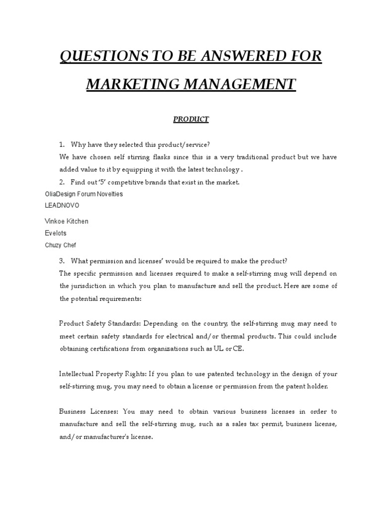 Raghav Joshi - QUESTIONS TO BE ANSWERED FOR MARKETING MANAGEMENT | PDF | License | Warehouse