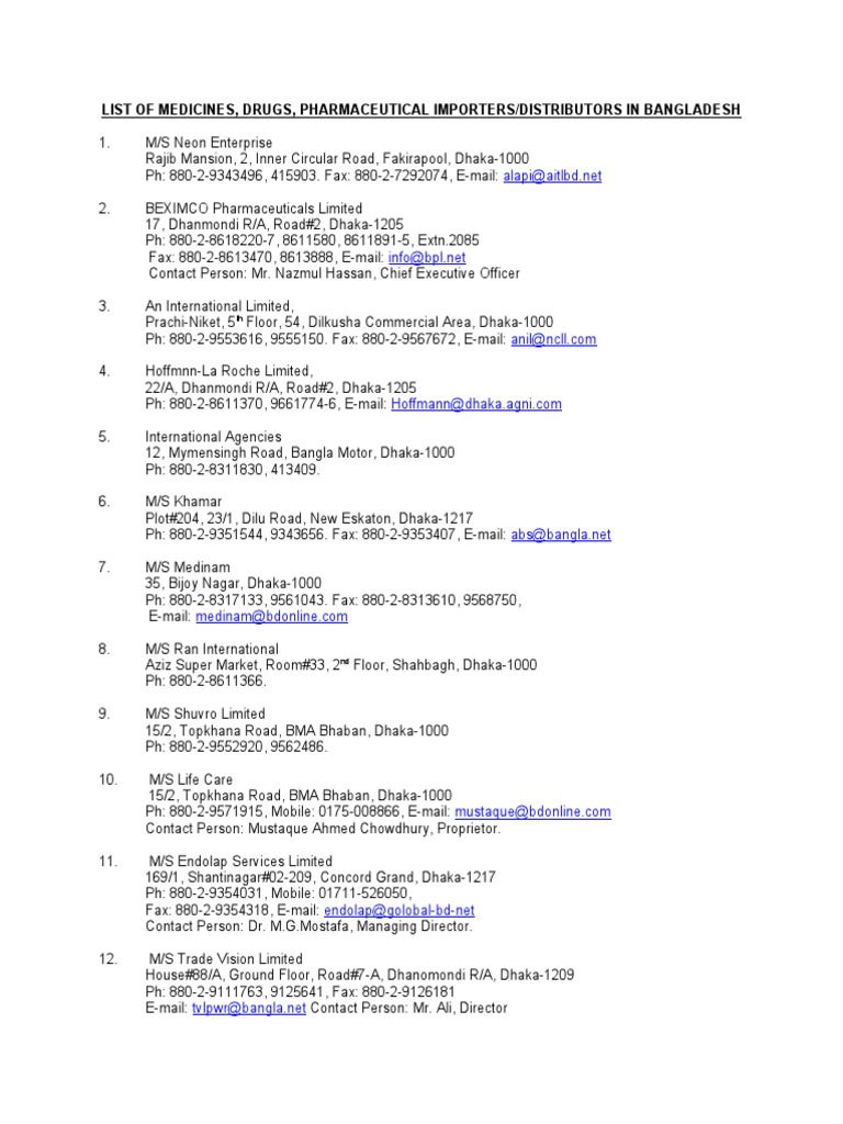 Medicines Drugs Pharmaceutical Pdf Bangladesh
