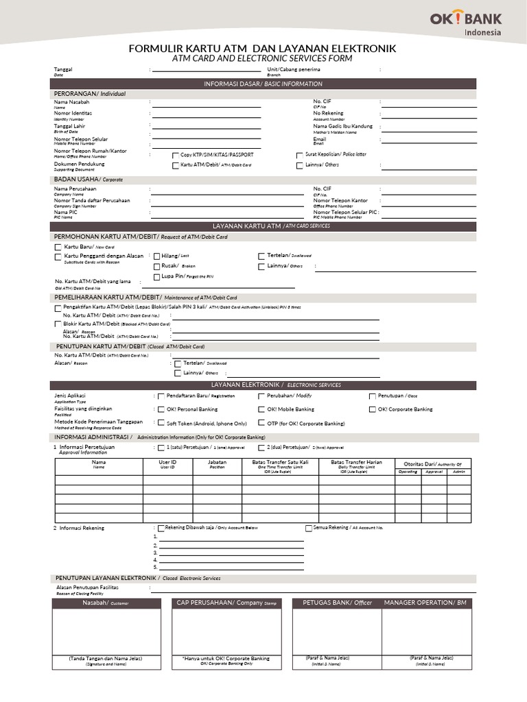ATM Card Request and Services Form | PDF | Debit Card | Automated ...