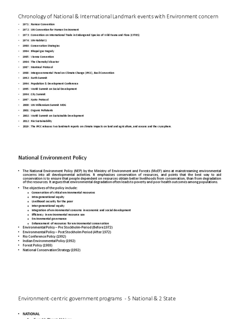 Landmark Environment Events, Policies, Schemes & Constitutional ...