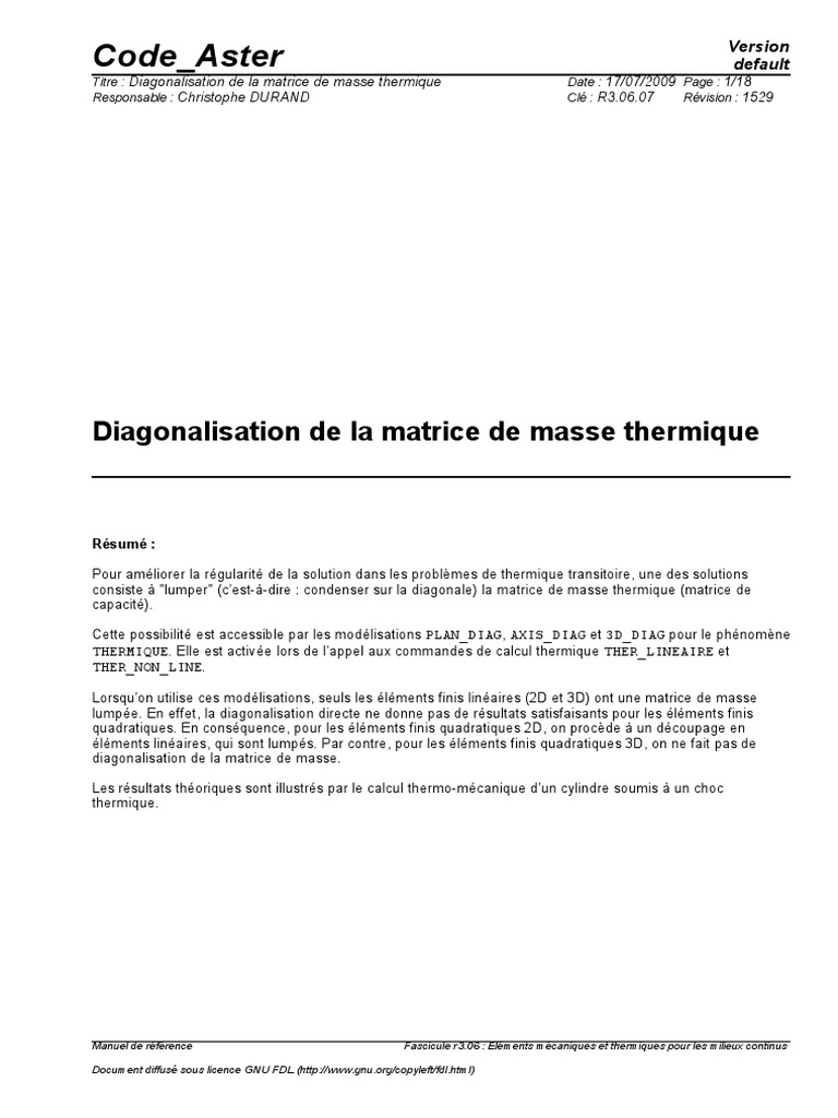 Diagonalisation thermique simplifiée | PDF | Méthode des éléments finis | Matrice (Mathématiques)