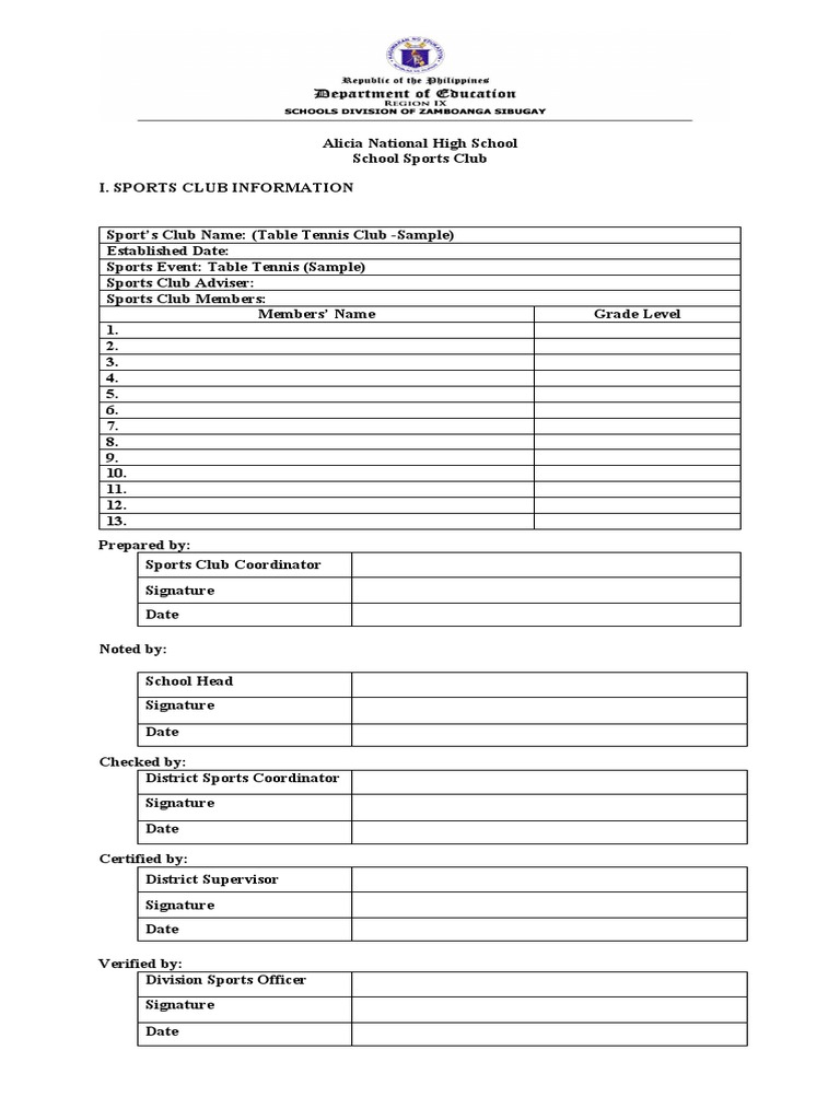 Sports Club Format | PDF