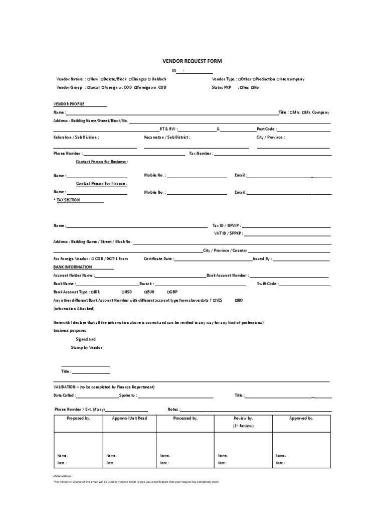 Vendor Request Form (VRF) | Download Free PDF | Private Law | Economies