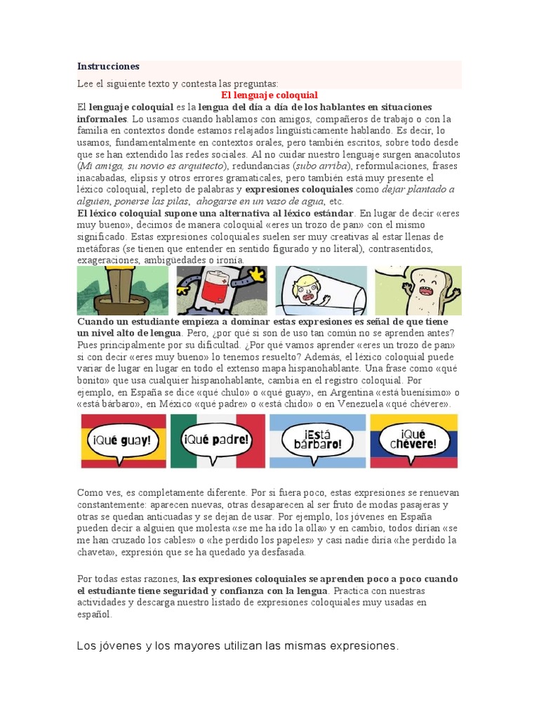 Expresiones Coloquiales | PDF | Léxico | Lengua española