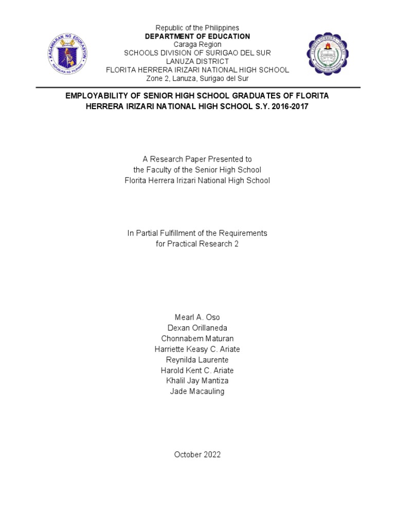 Employability of SHS Research | PDF | Employment | Skill