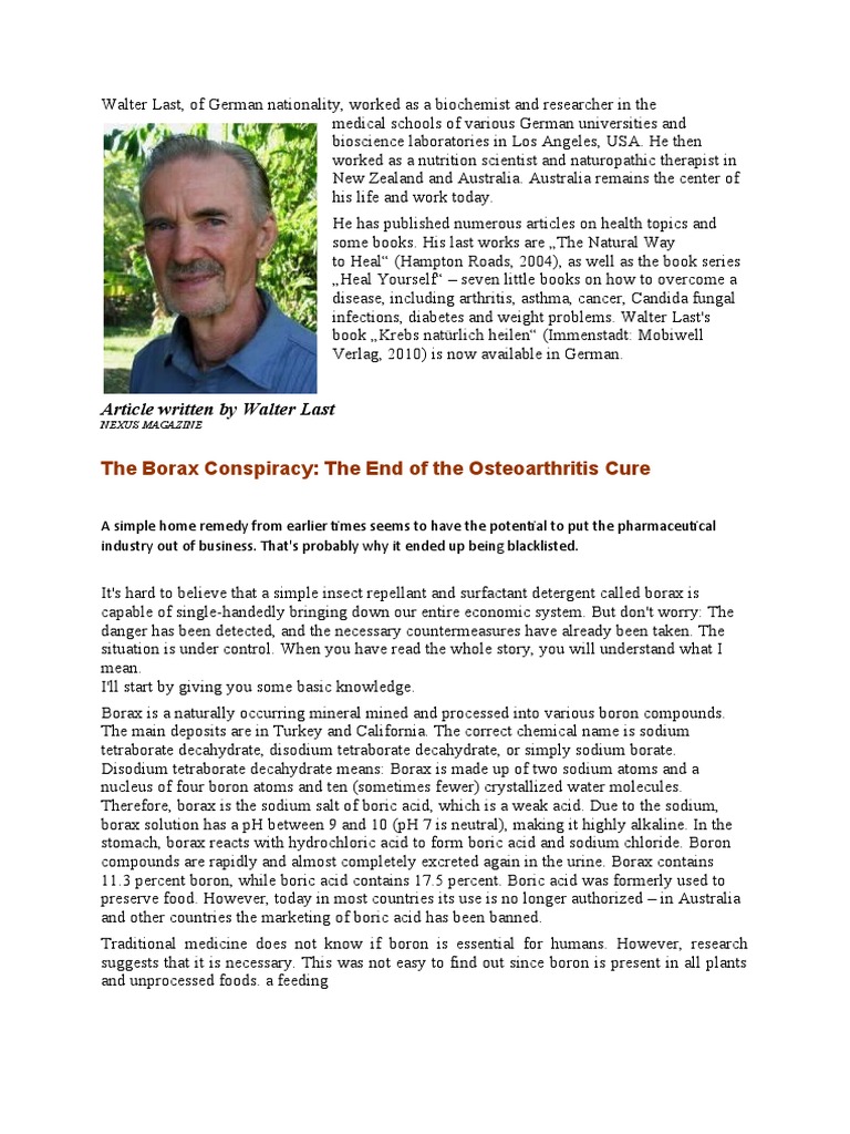 The Borax Conspiracy The End of The Osteoarthritis Cure | PDF ...