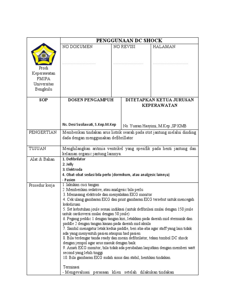 Prosedur DC Shock dalam Keperawatan | PDF