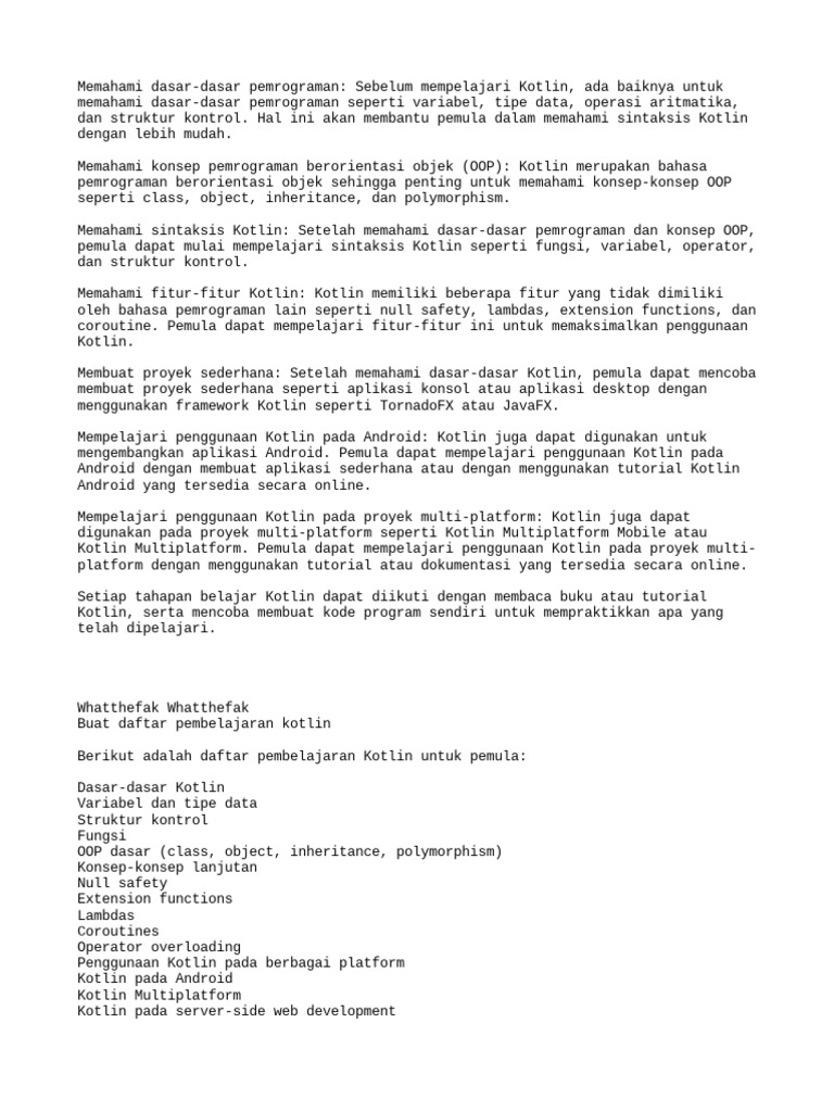 Memahami Dasar-Dasar Kotlin | PDF