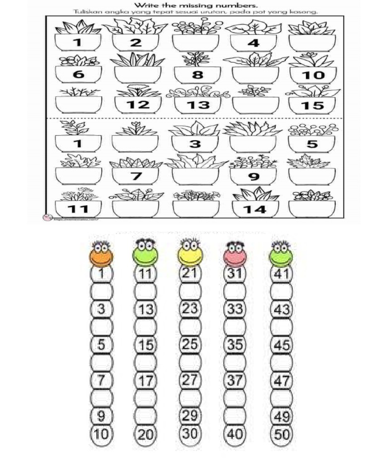 Worksheet Matematika Mengurutkan Angka 1-50 | PDF
