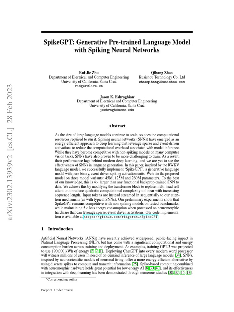 Spike GPT Generative Pre-Trained Language Model With Spiking Neutral ... Spike GPT Generative Pre-Trained Language Model With Spiking Neutral ...