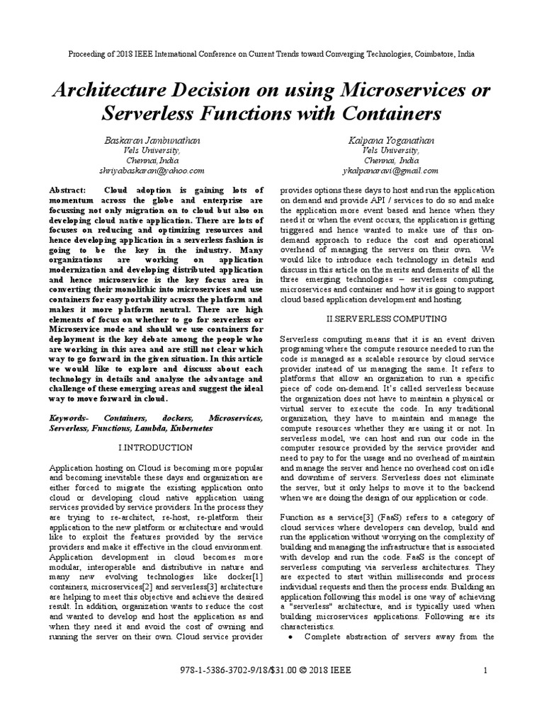 Architecture Decision On Using Microservices or Serverless Functions ...