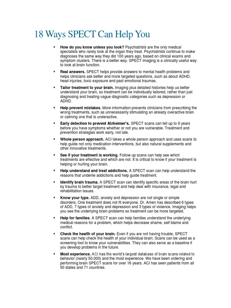 18 Ways SPECT Can Help You | PDF | Psychiatry | Medicine