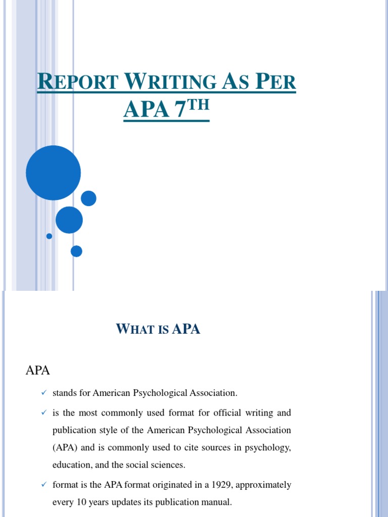 Report Writing As Per Apa 7th Final | Download Free PDF | Apa Style ...