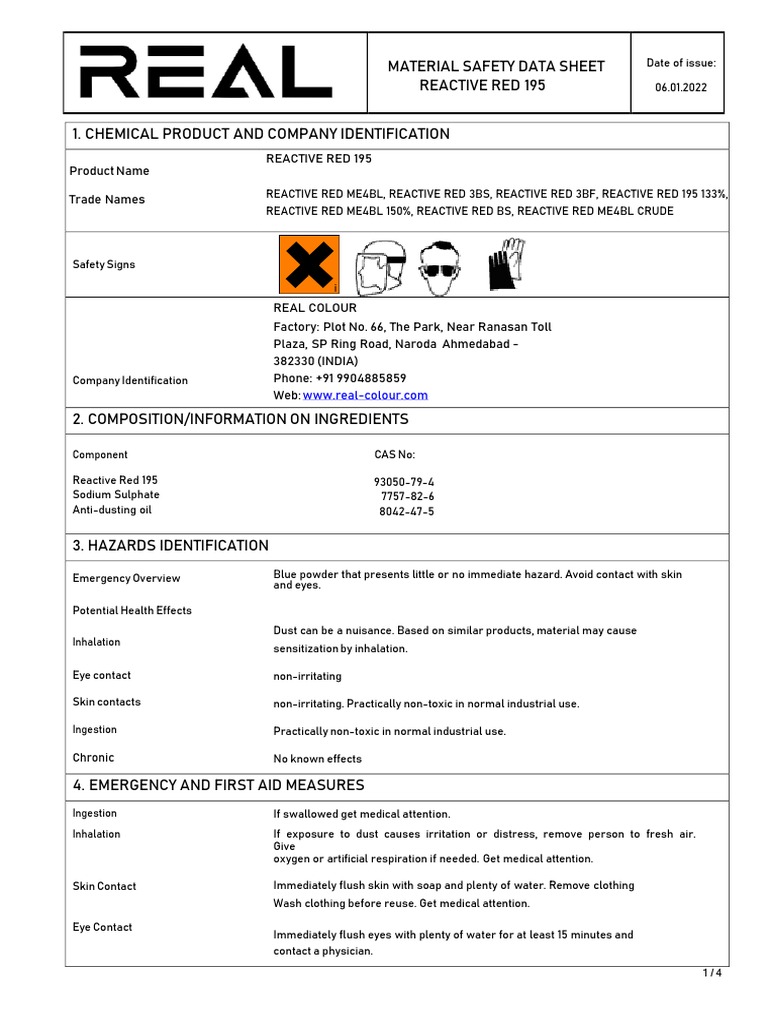 Reactive Red 195 | PDF | Personal Protective Equipment | Fires