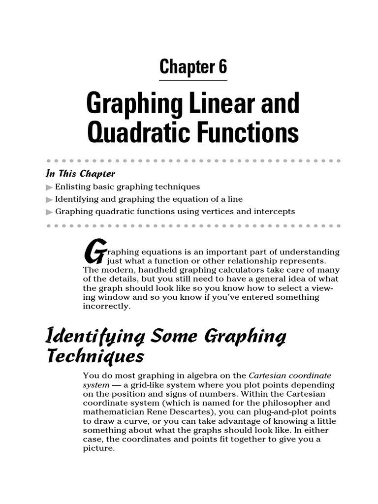 Chapter 6 Graphing Linear and Quadratic Functions | PDF | Quadratic ...