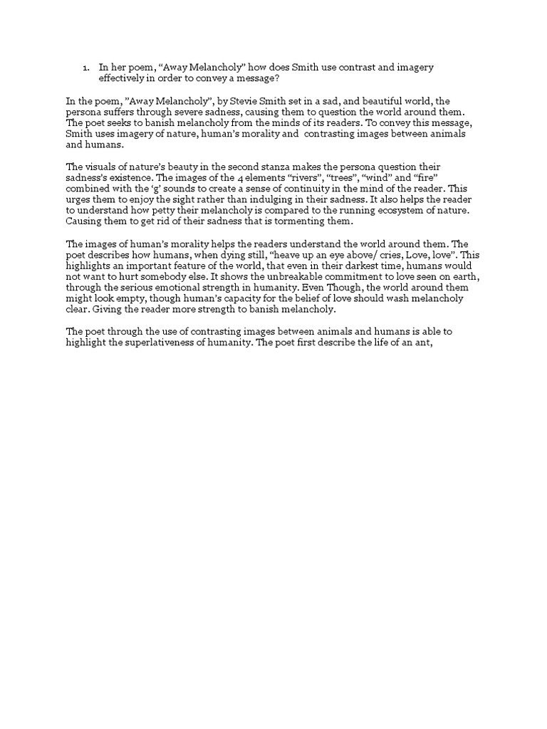 Analysis of "Away Melancholy" Poem | PDF