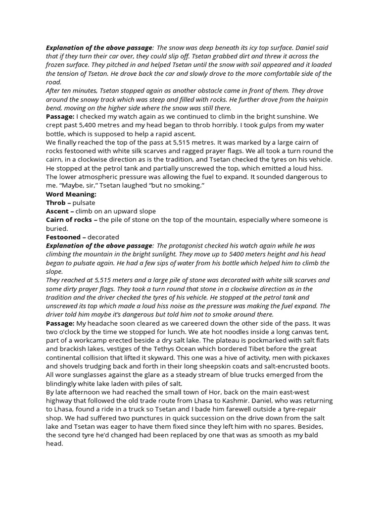 Explanation of The Above Passage | PDF