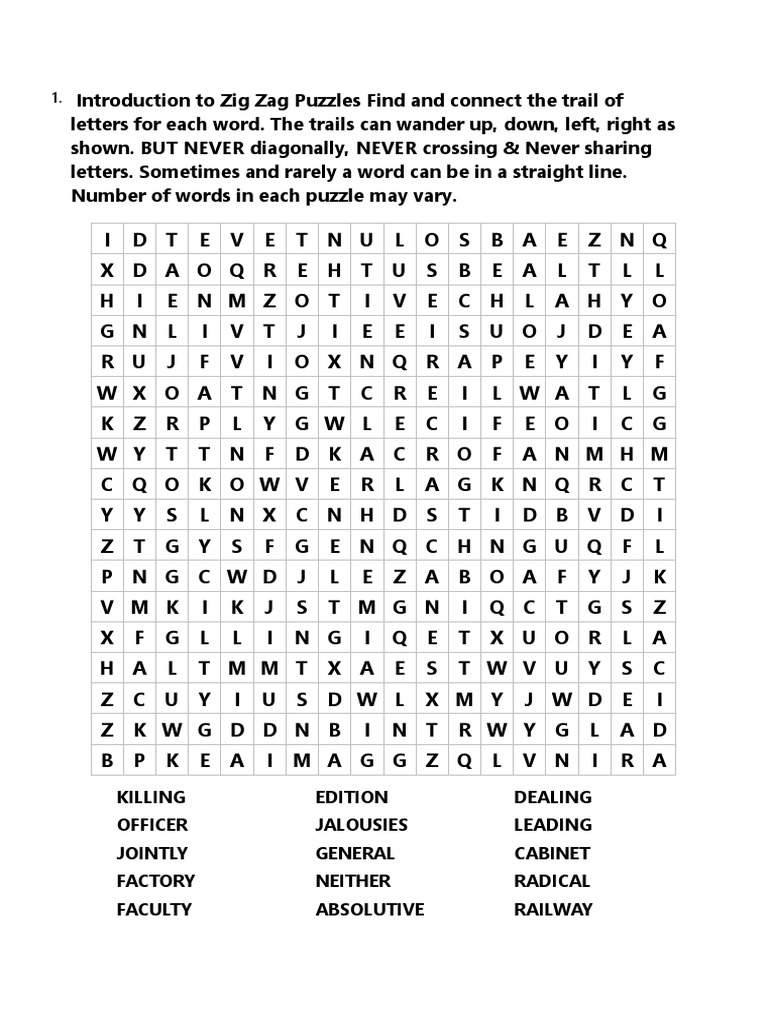 Zig Zag Word Puzzle Guide | PDF