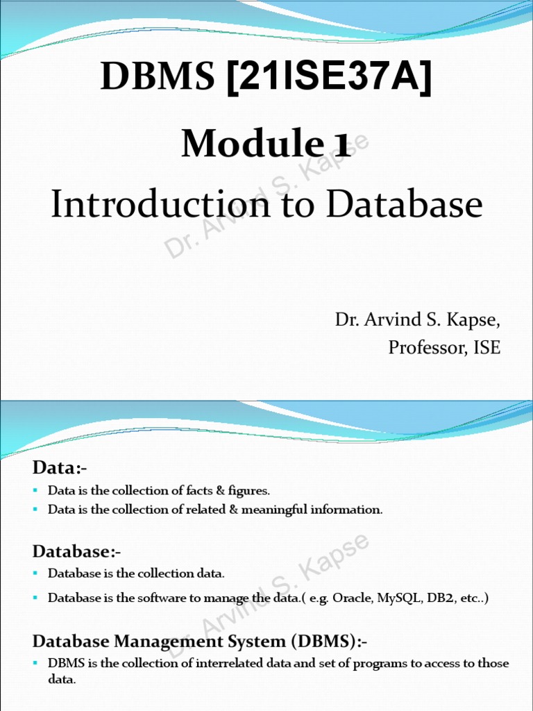 Dbms Module 1 Ppt Updated Pdf Databases Relational Database