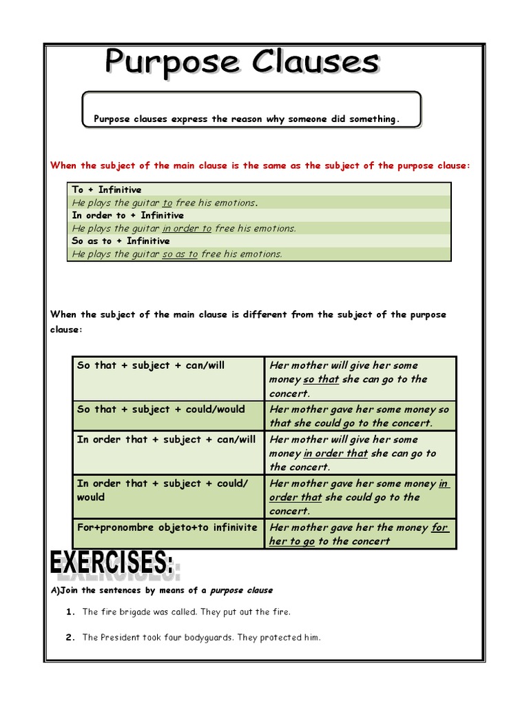 12.purpose Clauses | PDF