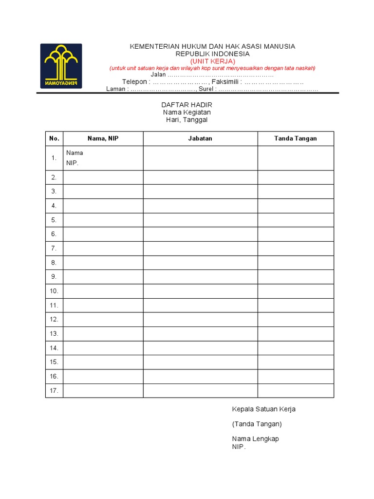 Template Absen | PDF