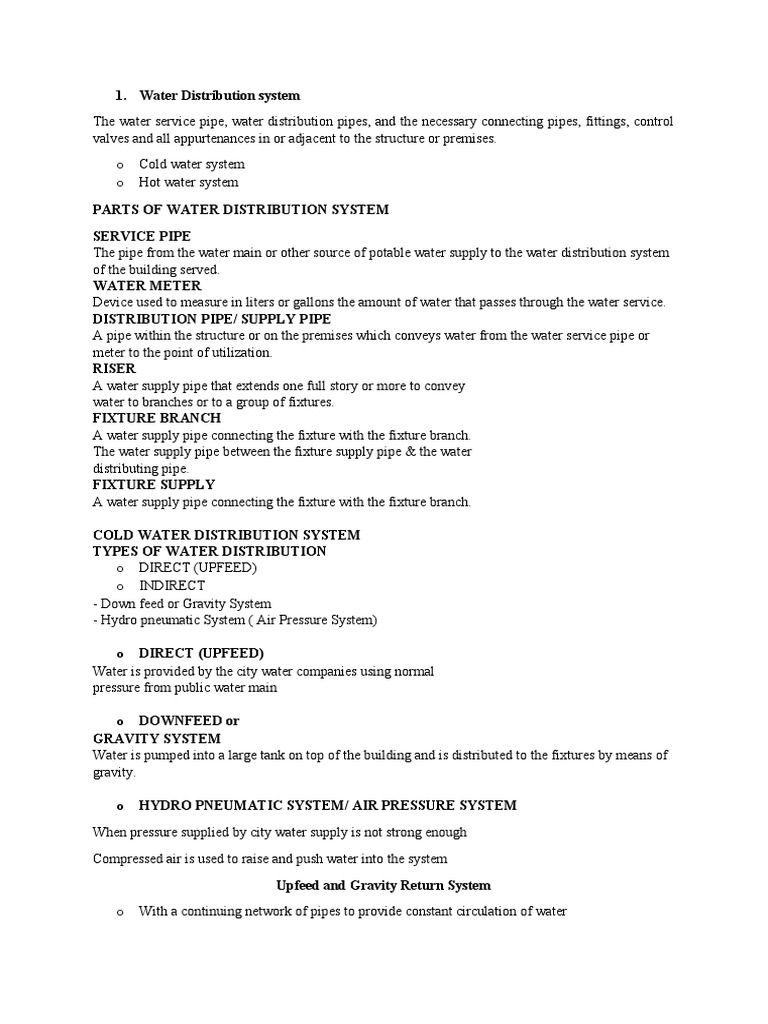 Water Distribution System Pdf Water Plumbing