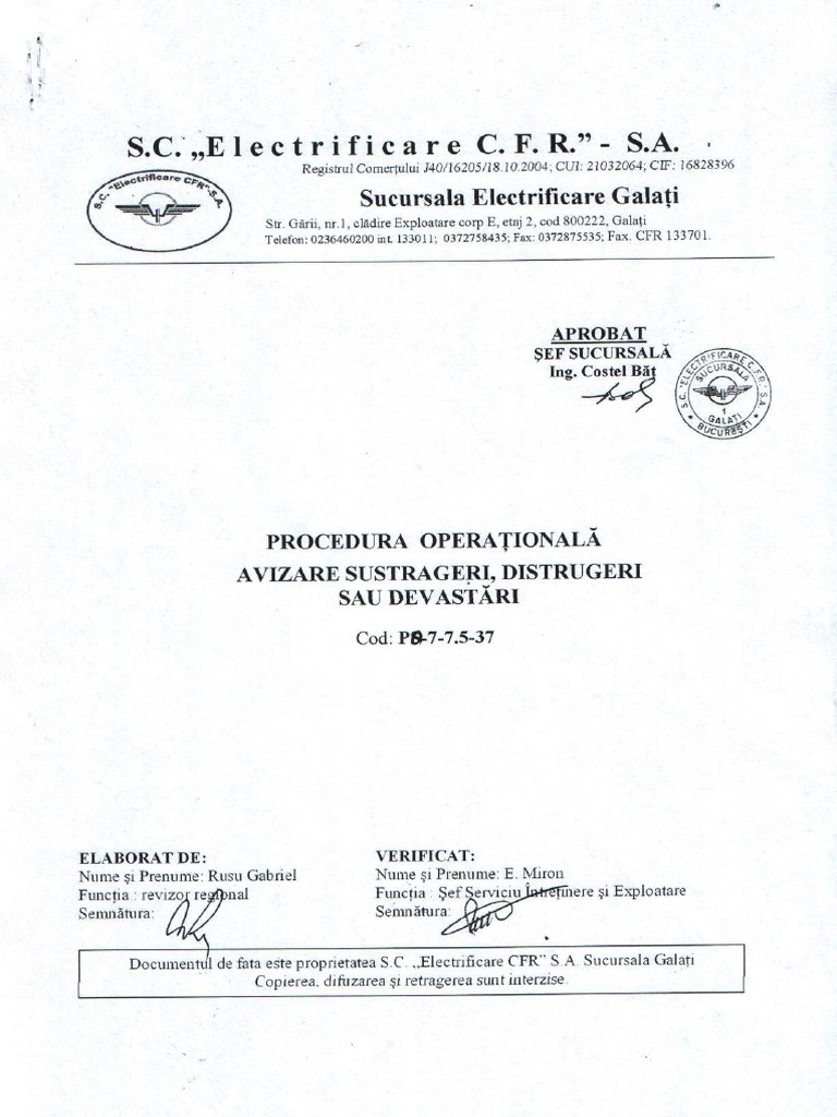 PO-7-7.5-37 Procedura Operationala Avizare Sustrageridistrugeri Sau ...